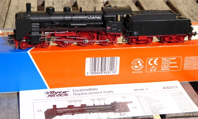 ROCO 43311 H0 Dampflok BR 17 1177 DR Epoche 3 Lunin Wimpel, Lok des BW ...