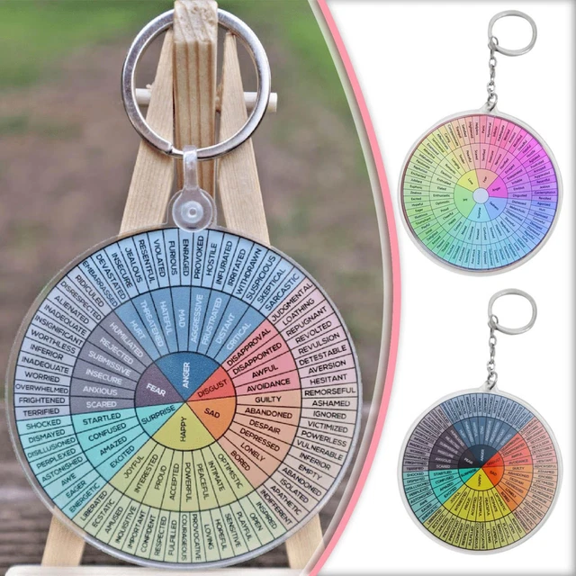FEELINGS WHEEL KEYCHAIN Emotion Wheel Chart Key Holder Emotional ...