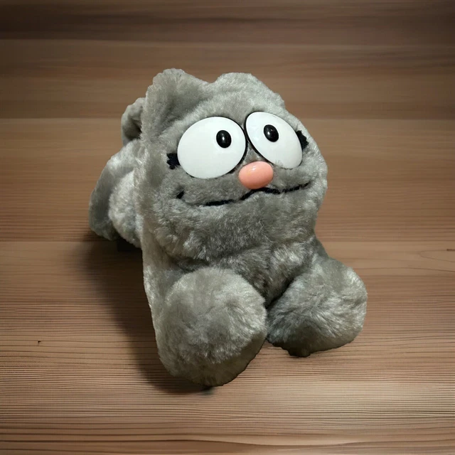 VINTAGE 1983 GARFIELD Nermal Laying Down Plush Stuffed Animal Grey Cat ...