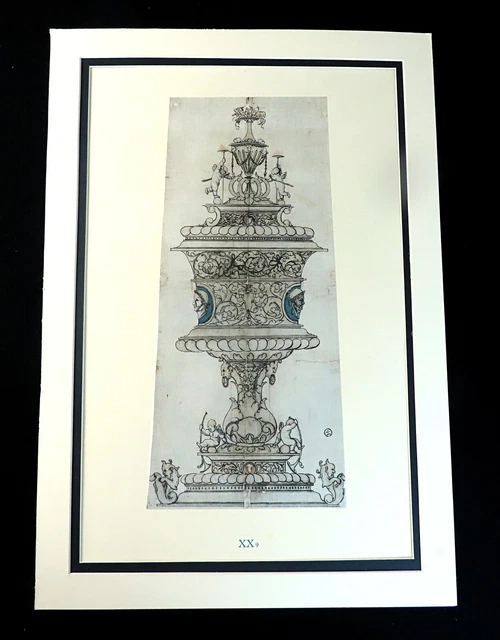 OLD MASTER HANS Holbein Drawing Chalice Cup Goblet RARE Antique Print ...