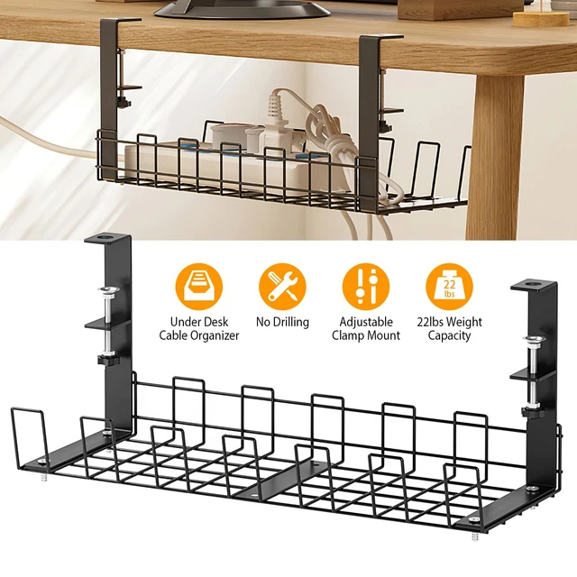 UNDER DESK CABLE Management Cord Tray Wire Organizer Desktop Storage ...