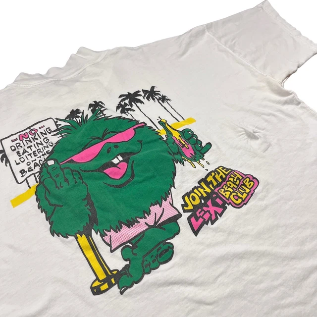 VINTAGE LEXI BEACH Club Fuzzy Monster Middle Finger T Shirt Funny Beach ...