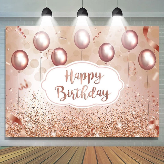 ROSE GOLD HAPPY Birthday Backdrop for Sweet 16 Girls $36.09 - PicClick AU