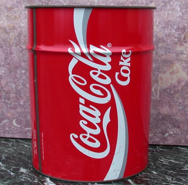 COCA COLA TONNELET tôle BIDON baril POUBELLE rouge COKE 1994 h 30 cm Ø ...