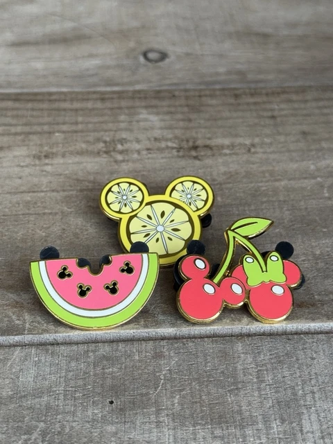 DISNEY PINS FRUIT, Watermelon 🍉, Lemon 🍋, Cherries 🍒 Mickey Head Themed ...