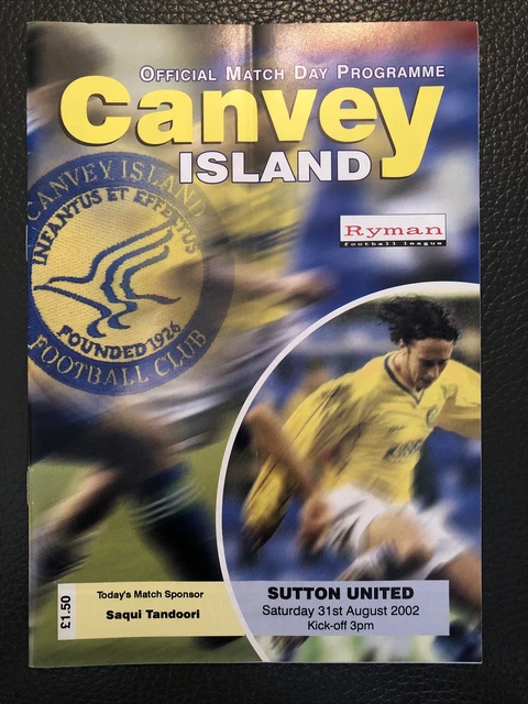 31.8.2002. CANVEY ISLAND v Sutton United (Ryman Premier League). £2.99 ...