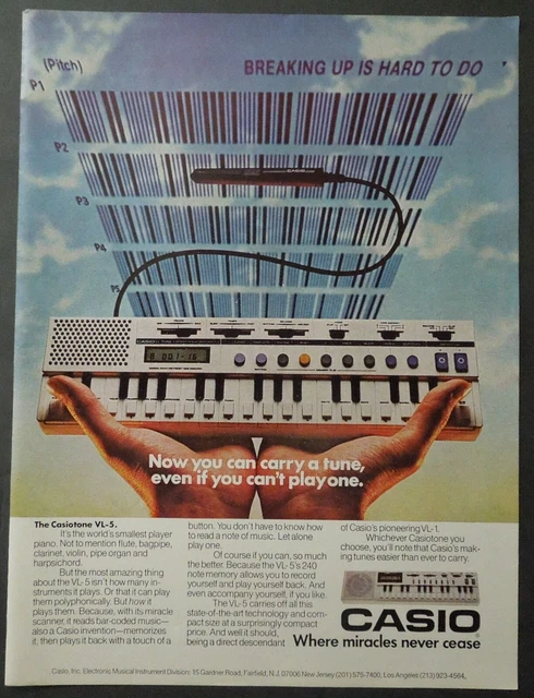 1982 CASIO CASIOTONE VL-5 Mini Keyboard Synthesizer Magazine Ad $14.99 ...
