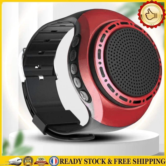 WRIST WATCH SPEAKER FM Radio USB Rechargeable Bluetooth-compatible (Red ...