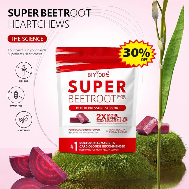 TOTAL BEETS CHEWS Blood Pressure Support 90pcs Beetroot Soft Chews H3K9 ...