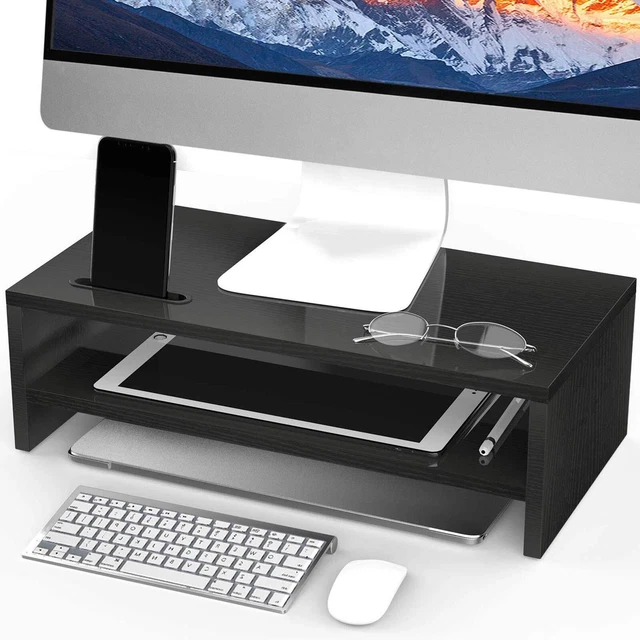 MONITOR STAND RISER, 2-Tier Wood Computer Stand, Ergonomic Monitor ...