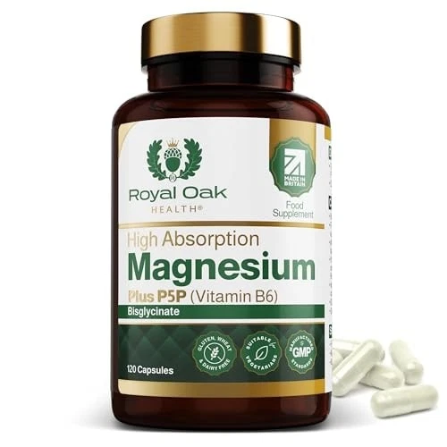 MAGNESIUM BISGLYCINATE 200MG Plus P5P Vitamin B6 x120 Capsules Advanced ...