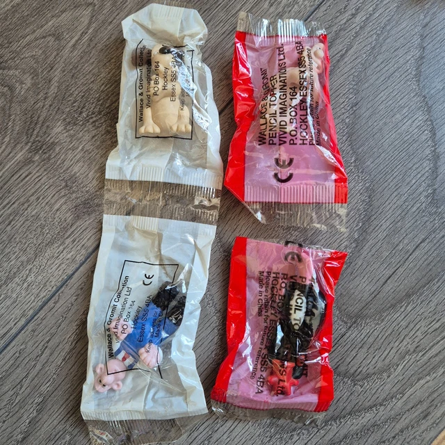 KELLOGGS WALLACE & GROMIT FIGURES PENCIL TOPPERS WITH WRAPPERS x4 ...