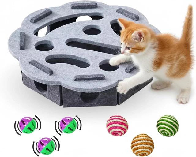 INTERACTIVE CAT TOY Maze, Felt Puzzle Enrichment Toy for Indoor Cats ...