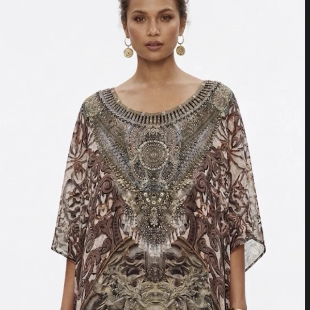 CAMILLA FRANKS SACRED Gate Round Neck Kaftan Short Vintage One Size ...