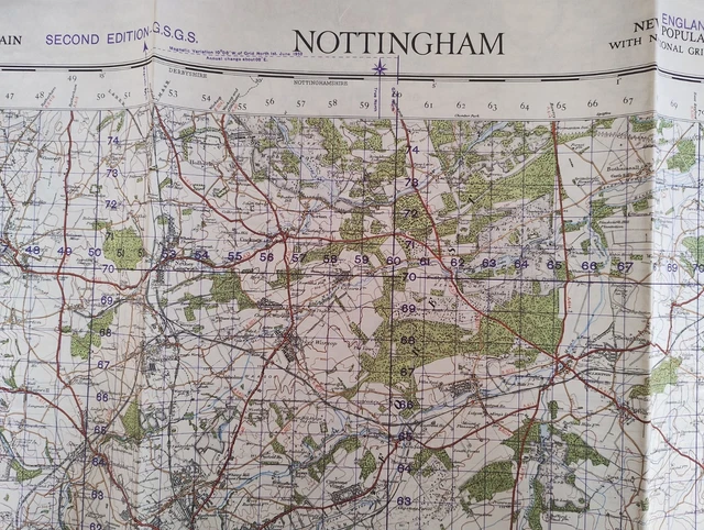 VINTAGE SECOND WORLD War 1948 OS Map - Nottingham, WWII Map Sheet 122 £ ...