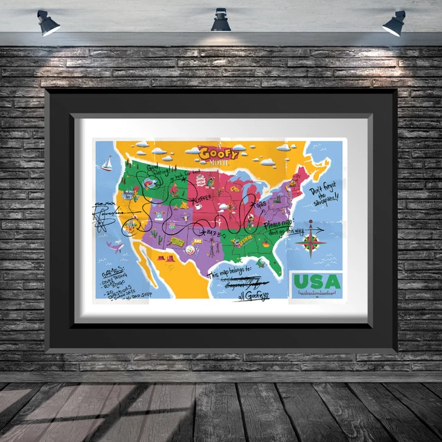 DISNEY GOOFY MOVIE United States of America Map Poster MATTE 13x19 £29. ...