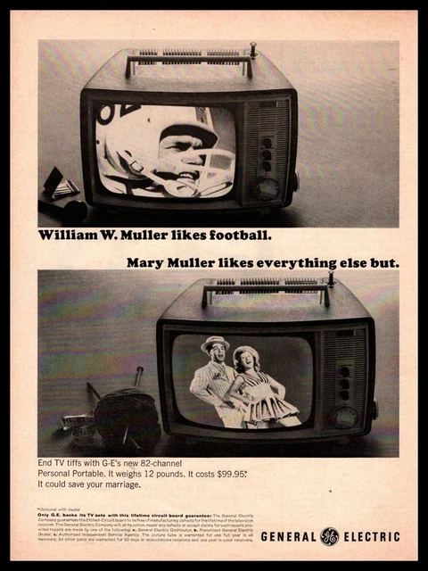 1964 GENERAL ELECTRIC Personal Portable TV Set Vintage G. E. Television ...