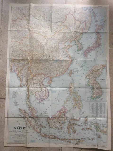 NATIONAL GEOGRAPHIC MAGAZINE Map The Far East China Vietnam Thailand ...