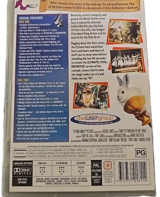 MONTY PYTHON AND the Holy Grail (DVD 1974) Free Postage $5.25 - PicClick AU