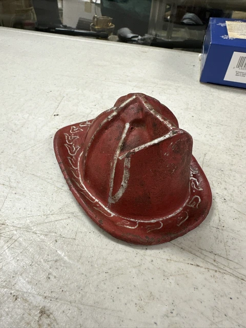 RARE VINTAGE CAST Iron Metal Fireman's Helmet Fire Chief Firefighter ...
