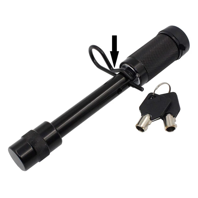 5/8& TRAILER HITCH Locking Pin Black Receiver Lock Spring Clip Rubber O ...