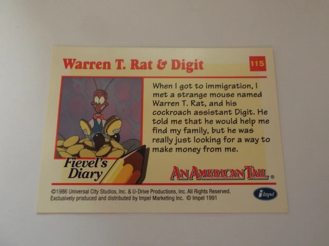 AN AMERICAN TAIL: Fievel Goes West "WARREN T RAT & DIGIT" #115 Trade ...