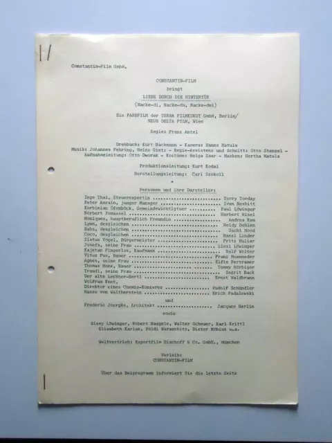 LIEBE DURCH DIE Hintertür Andrea Rau - Hansi Linder - Fritz Muliar ...