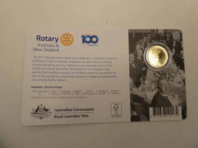 CENTENARY ROTARY IN Australia Collectors $1 Coin In Card EUR 7,26 ...