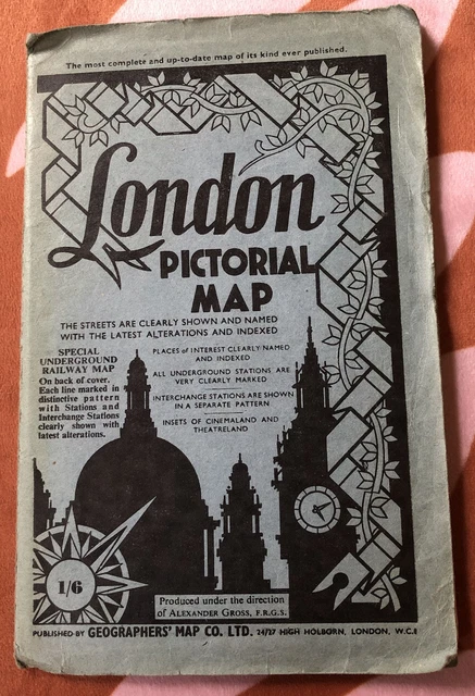 LONDON PICTORIAL MAP, vintage fold-out, Geographers paper map £20.00 ...