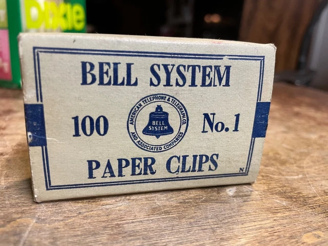VINTAGE BELL SYSTEM Desk Paper Clips 100 No.1 American Telephone ...