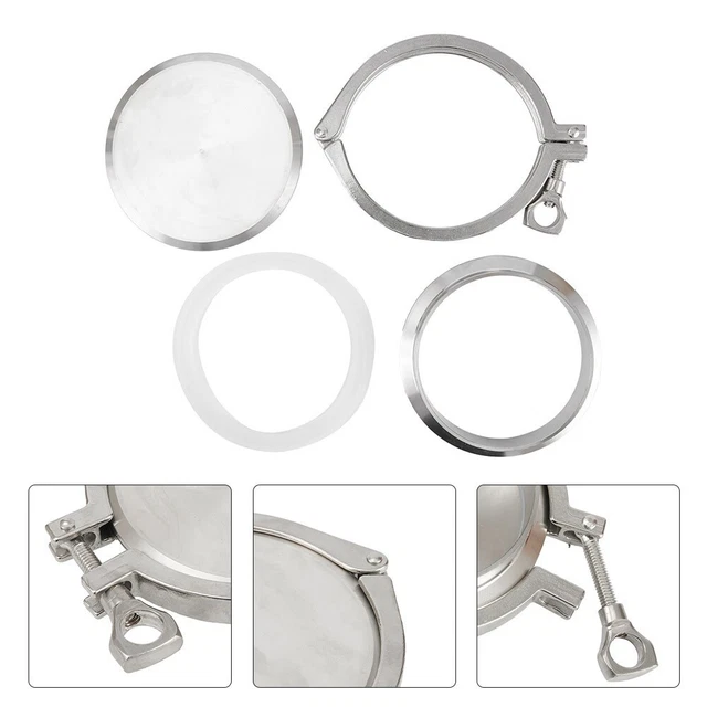 4 INCH DN100 Silver End Cap Ferrule Tri-Clamp PTFE Silicone Gasket ...