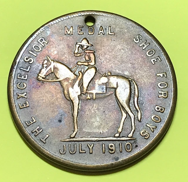 GOOD LUCK TOKEN 1910 The Excelsior Shoe Co - Boy Scouts Medal Coin ...
