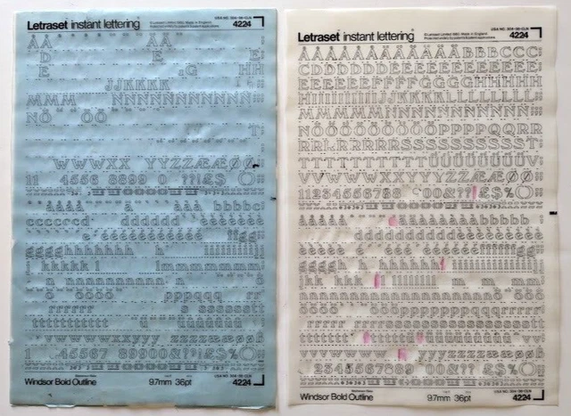 8 LETRASET LETTERING Outline Font Sheets Windsor Compacta Mix ...