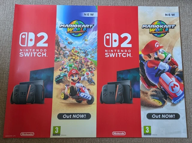 MARIO KART WORLD Nintendo Switch 2 Rare Launch POS Poster - 99cm x 77cm ...