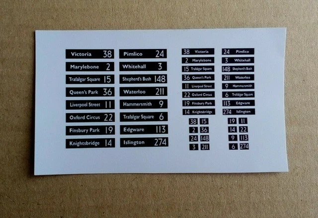 CUSTOMISED LONDON BUS Destination Display Decals for 1/76 models Self ...