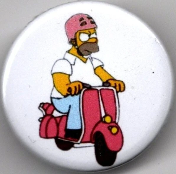 HOMER SIMPSON PIN Button Badge 25mm - MOD VESPA SCOOTER LAMBRETTA ...