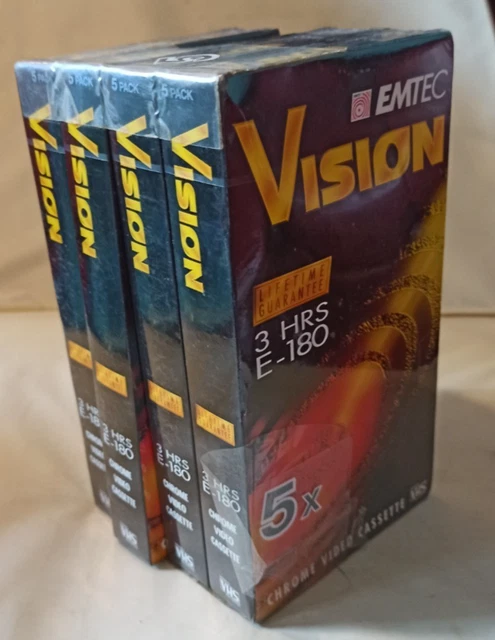 EMTEC VISION E-180 Vhs Blank Video Cassettes X 4 - Brand new And Sealed ...