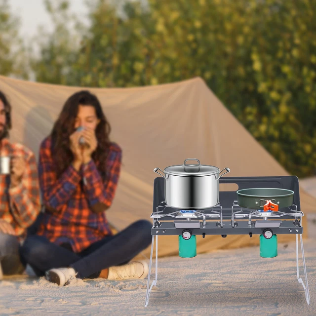 GAS CAMPING STOVE 2 Burner Portable Stovetop Butane Gas Cooktop ...