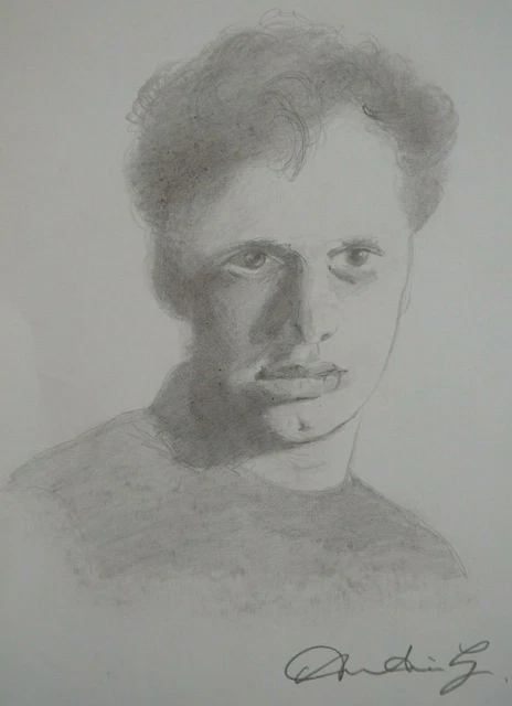 ORIGINAL PENCIL PORTRAIT drawing of Dylan Thomas Welsh poet and writer ...