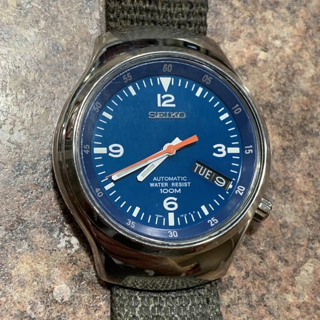 SEIKO S-WAVE GENTS Watch 7s26-0110 Blue Dial Automatic 100M Water ...