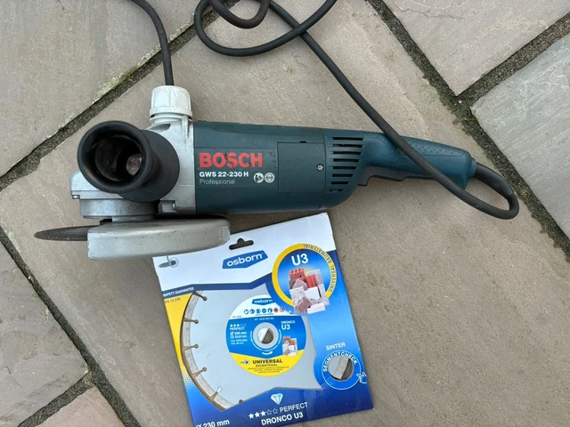 BOSCH PROFESSIONAL GWS 22-230H 9"" Smerigliatrice angolare 110 V + Nuovo disco diamantato EUR 58 ...