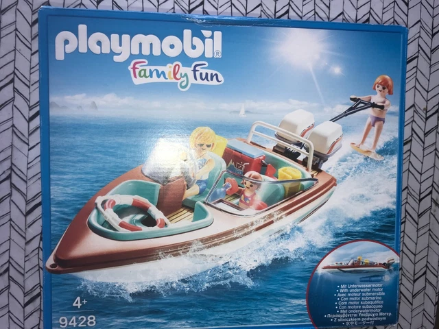 PLAYMOBIL FAMILY FUN 9428 bateau hors bord avec moteur submersible ski ...