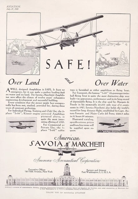 1929 SAVOIA-MARCHETTI AMPHIBIOUS Aircraft ad 1/29/2023b $9.59 - PicClick