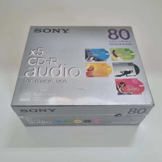 SONY CDR AUDIO 5CRM80CRX - Music CD-R Blank Recordable Discs 80 mins ...