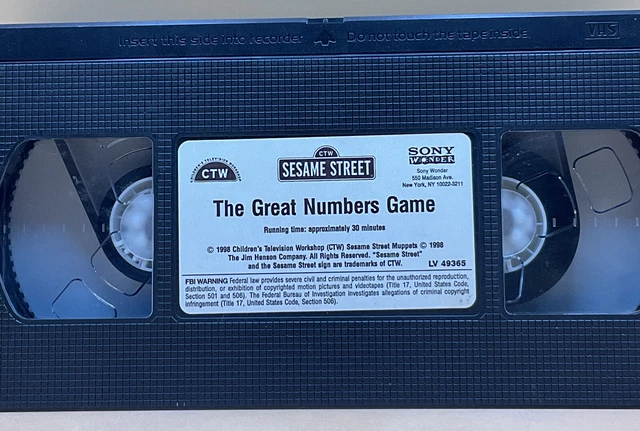 SESAME STREET - The Great Numbers Game VHS 1998 **Buy 2 Get 1 Free** $9 ...