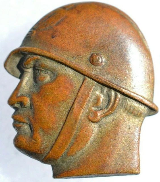ITALIAN FASCIST BENITO Mussolini With Helmet Pin Insignia Duce Fascista ...