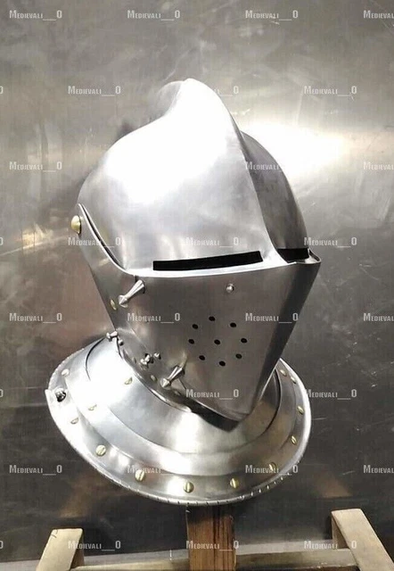 18GA MEDIEVAL KNIGHT Armor Closed Armet Warrior Helmet 14 Century ...