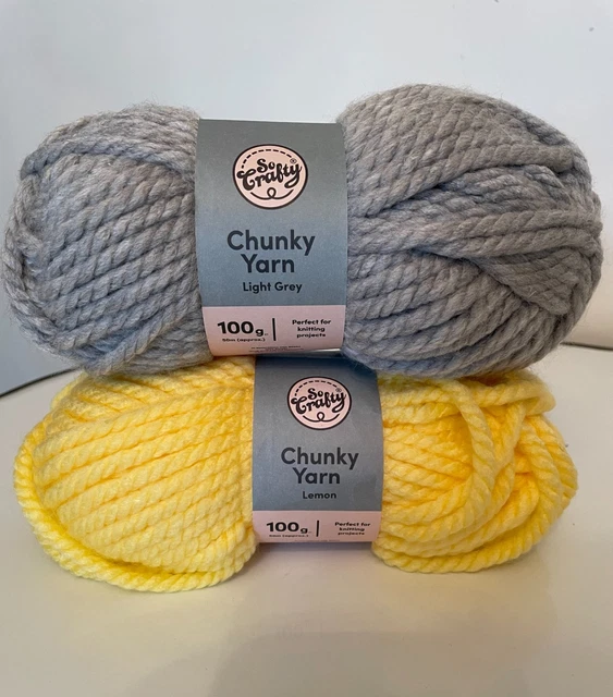 ALDI SO CRAFTY Chunky Yarn 2 x 100g Balls Lemon & Light Grey £3.30 ...