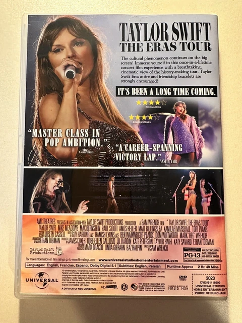 TAYLOR SWIFT- THE Eras Tour DVD (All Regions) - FREE Mini Poster ...