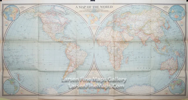 NATIONAL GEOGRAPHIC MAP, A Map of The World, Hemispheres 1941 EUR 12,88 ...